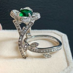 Jewelry | Rose Ring With A Green Stone | Poshmark